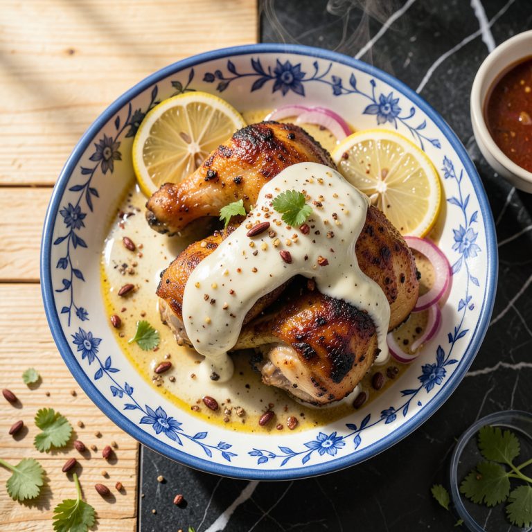 Chicken Afghani Recipe: Creamy Yogurt Sauce With Golden Crispy Skin ...